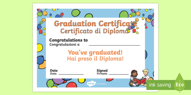 School Graduation Certificate English/Italian - School Graduation ...