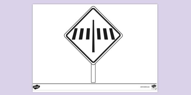FREE! - Pedestrian Crossing Road Sign Colouring Sheet