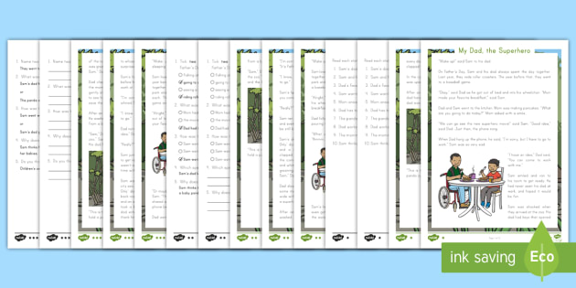 My Dad, the Superhero Differentiated Reading Comprehension Activity