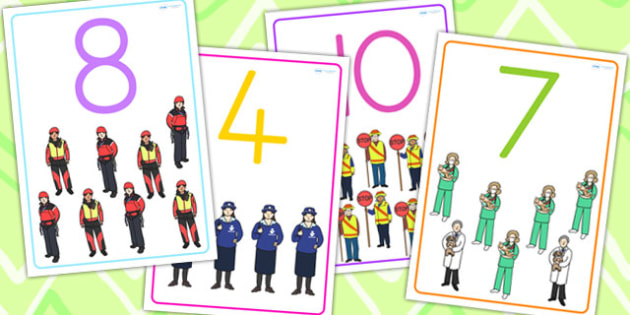 People Who Help Us Number Flashcards (teacher made)