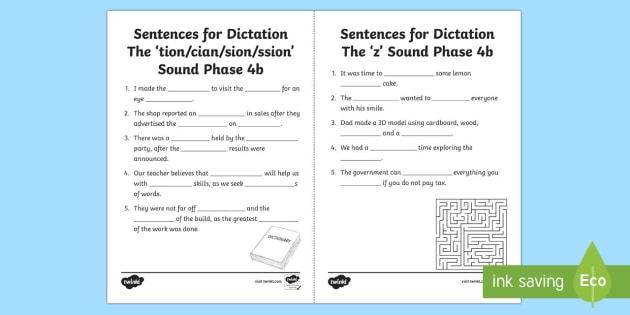 tion, cian, sion & ssion Sound Worksheet - NI Phase 4b Phonics