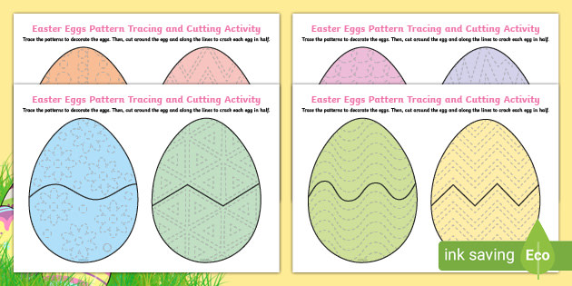 Easter Egg Pattern Tracing and Cutting Skills Activity