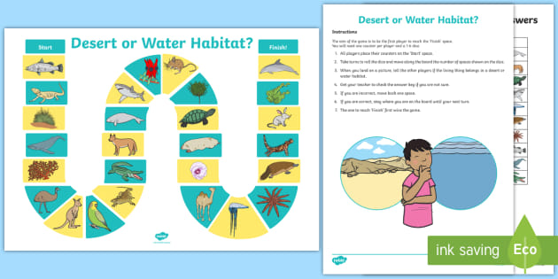 Desert or Water Habitat Board Game (teacher made)