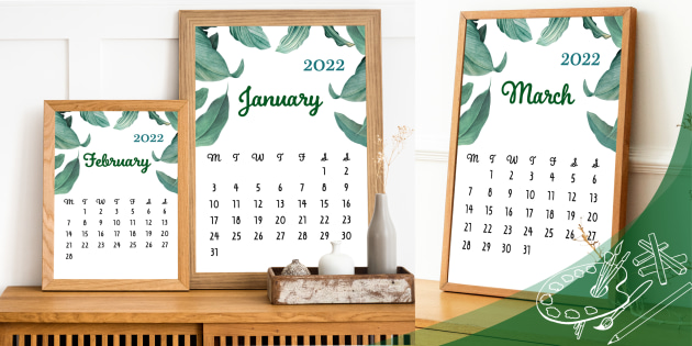 Botanical-Themed Monthly Wall Calendar 2022 Posters Pack
