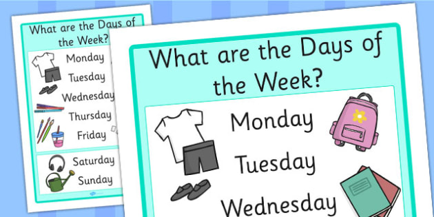 Days of the Week Large Display Poster - classroom management