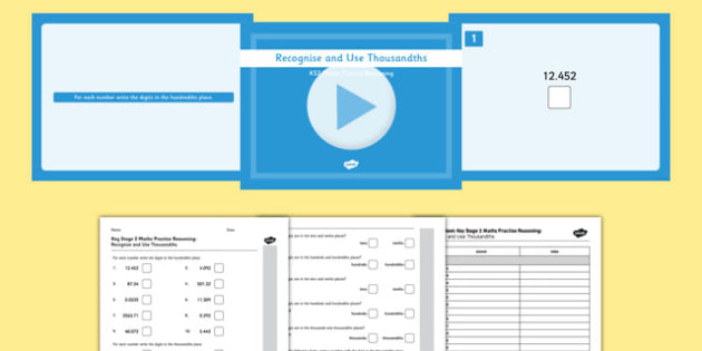 KS2 Reasoning Test Practice Recognise and Use up to Thousandths ...