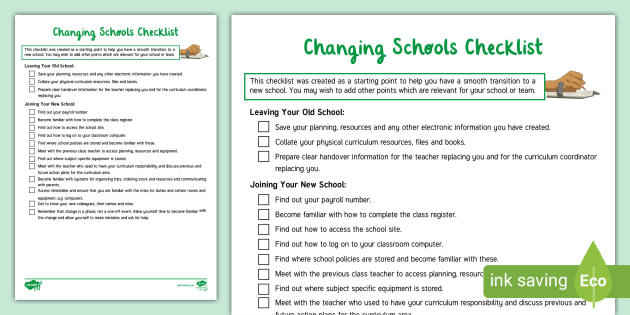 Staff Wellbeing Transitions: Changing Schools (teacher made)