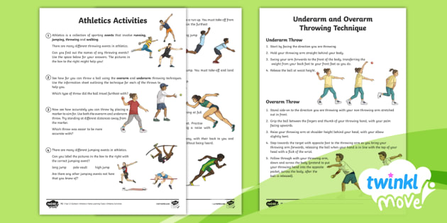 Twinkl Move PE - Y3 Athletics Home Learning Tasks