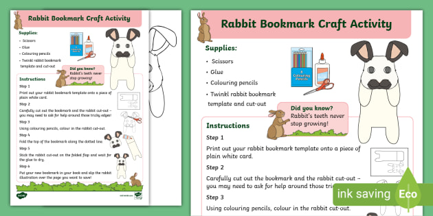FREE! - Rabbit Bookmark Craft Activity (teacher made)