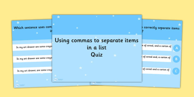 Using Commas to Separate Items List SPaG Punctuation PowerPoint