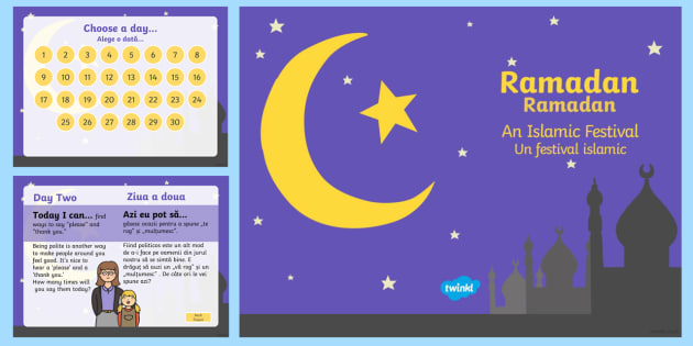 Ramadan Daily Kindness Calendar PowerPoint English/Romanian - Ramadan Daily