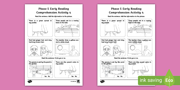 Phase 5 EYFS Reading Comprehension Activity 4 (teacher made)
