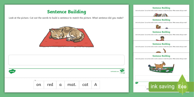 Sentence Building Cut and Stick Activity - Twinkl