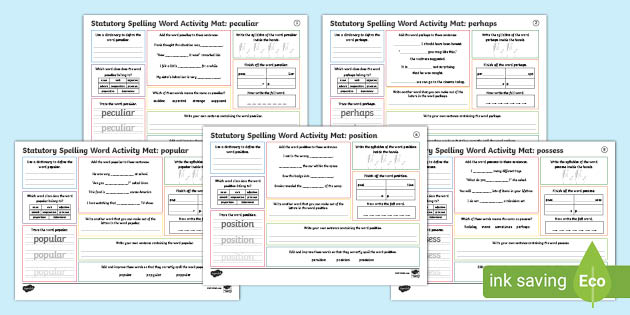 Year 3 and 4 Statutory Spelling Words Activity Mat Pack 15
