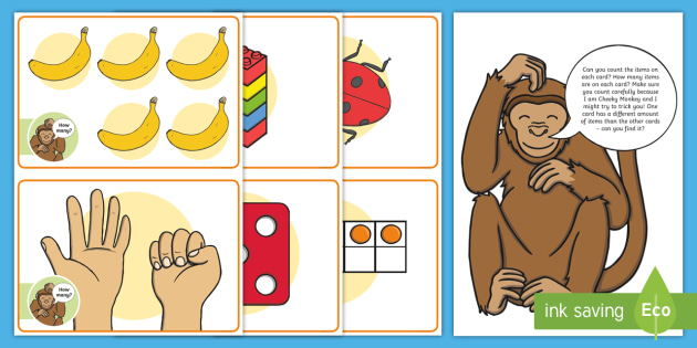 Cheeky Monkey Number 5 Counting Cards Activity Pack