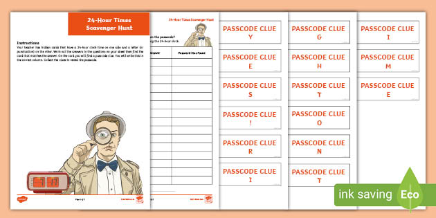 24-Hour Times Scavenger Hunt (teacher made)