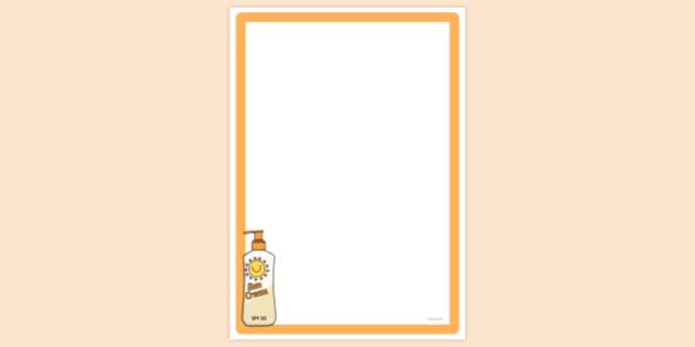 FREE! - Simple Blank Sun Cream Page Border | Ready-to-print Resource