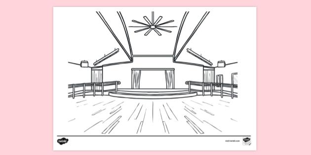 FREE! - School Hall Colouring Sheet | Colouring Sheets
