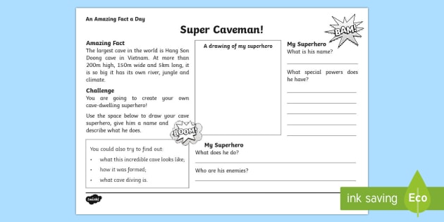 Super Caveman Worksheet / Worksheet (Teacher-Made)