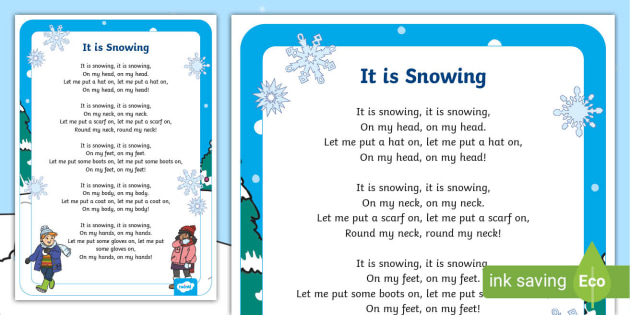 It Is Snowing Action Rhyme Poster (teacher made)