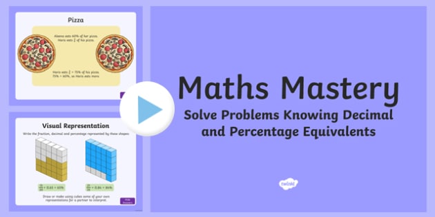 Year 5, Fractions and Decimals, Solve Problems Decimal and Percentage