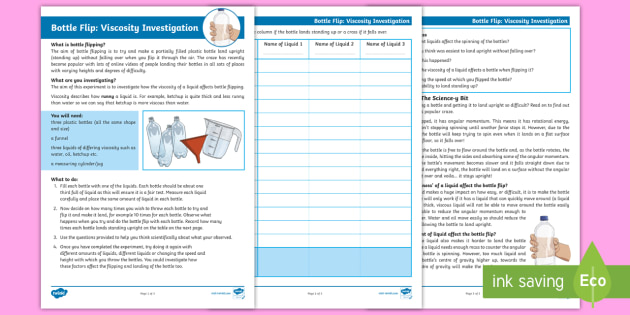 Bottle Flip: Viscosity of Different Liquids Experiment
