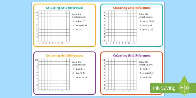 Colouring Grid References Maths Challenge Cards