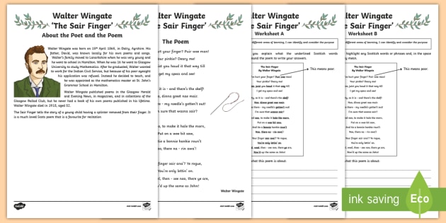 The Sair Finger by Walter Wingate Poem Activity | CfE