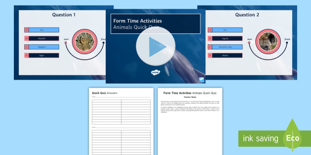 FREE! - * NEW * Form Time Animals Quick Quiz - Animals, quiz, form time