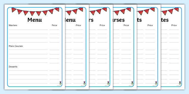 Menu Templates | twinkl.co.uk