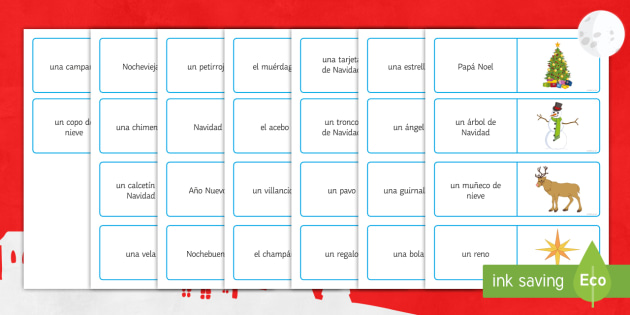 Christmas Key Vocabulary Dominoes Spanish