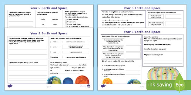 KS2 Year 5 Earth and Space Revision Activity Mat