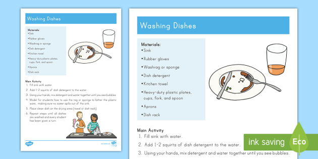 Washing Dishes Step-by-Step Instructions (teacher made)