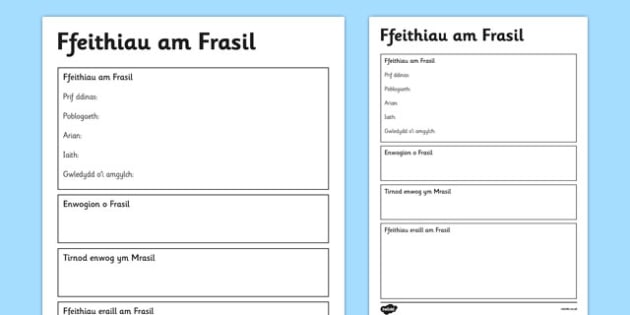 Ffeithiau am Frasil Cymraeg