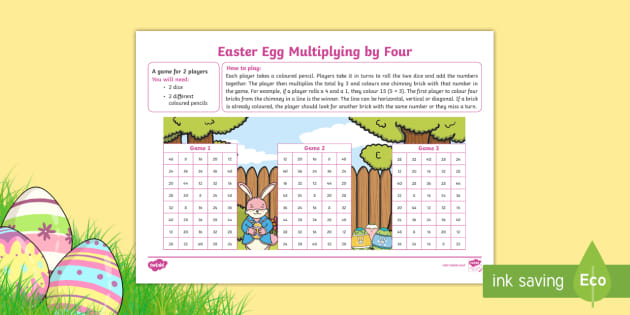 Easter Egg Multiplying by Four Worksheet (teacher made)