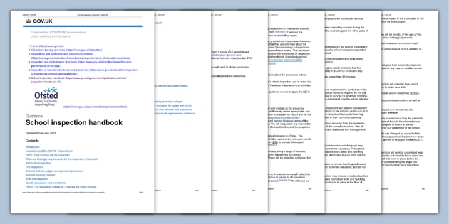 FREE! - Ofsted: School Inspection Handbook - Section 5 Ofsted