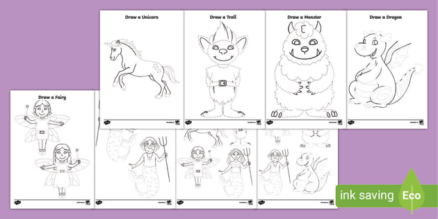 EYFS Draw a Fantasy Creature Pencil Control Activity Pack