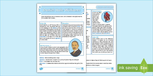 KS2 Daniel Hale Williams Fact File (teacher made)