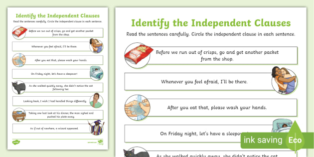 Independent Dependent Clause Worksheet