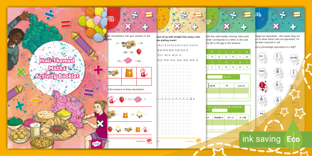 UKS2 Holi-Themed Maths Activity Booklet (Ages 9 - 11)