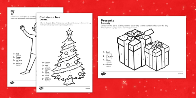 Elf Themed Color by Number English/Polish - Elf Themed Color by Number