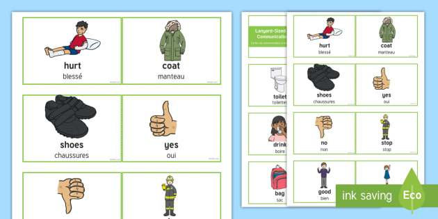 Lanyard-Sized Pictorial Communication Cards French