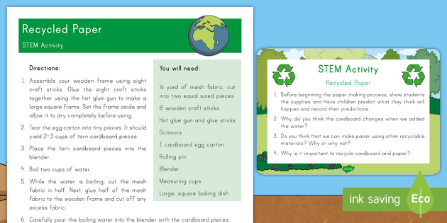 Recycled Paper STEAM Activity and Prompt Card Pack - earth day STEM ...