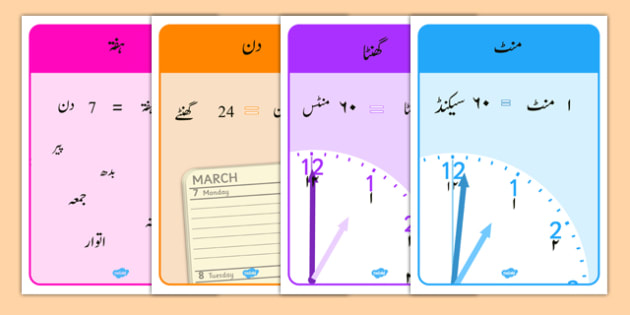 Units of Time Display Posters Urdu (teacher made)