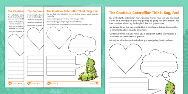 The Cautious Caterpillar Think, Say, Feel Differentiated Activity Sheets