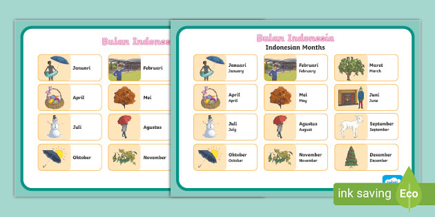 Months of the Year Word Mat Indonesian (teacher made)