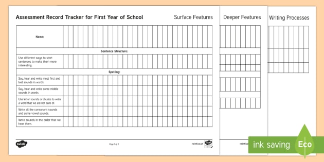 New Zealand First Year of School Writing Assessment Tracker