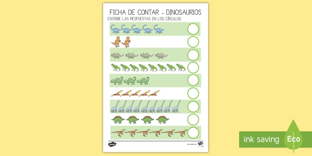 Ficha de contar los dinosaurios Ficha para contar-Spanish - Dinosaurios