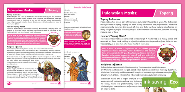 Indonesian Performance Masks Fact File (creat de profesori)