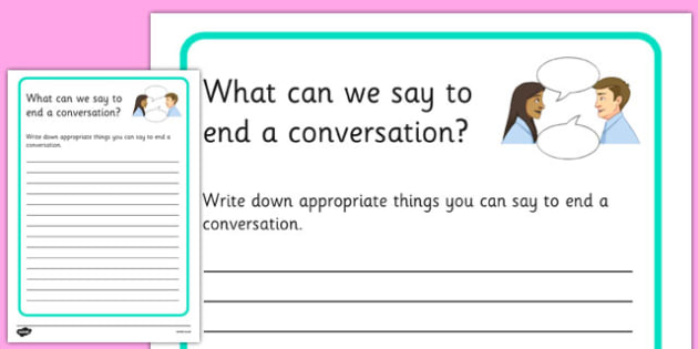 KS3 What Can We Say to End a Conversation? Worksheet